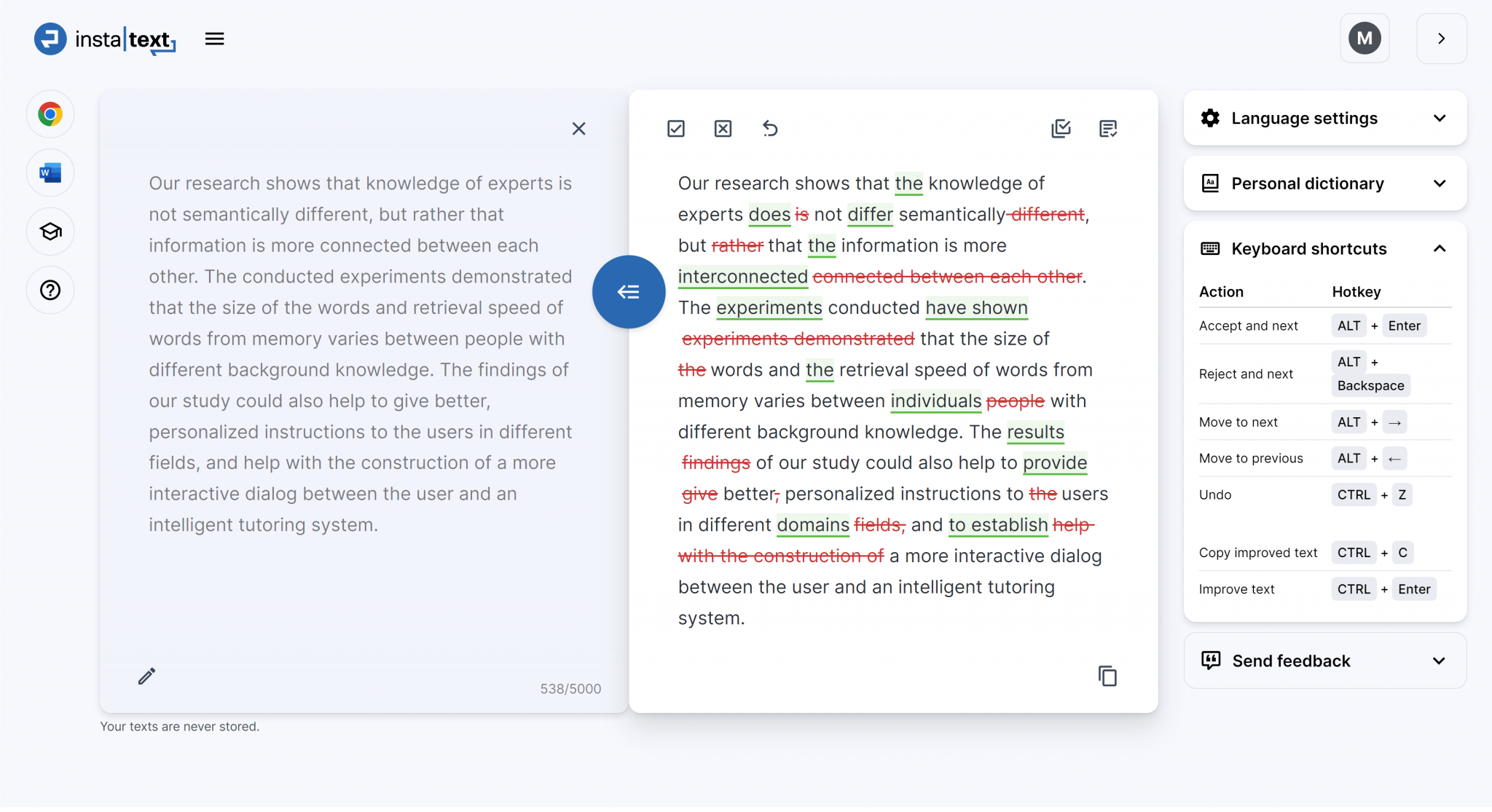 InstaText Editor – InstaText | Write like a native speaker