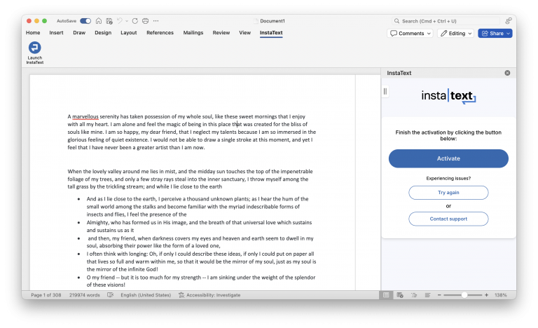 How to use the InstaText for Word Add-in – InstaText | Write like a native speaker